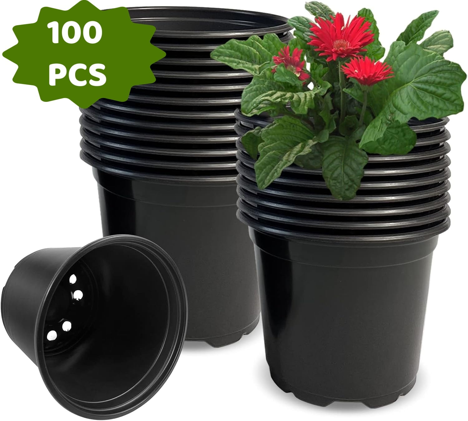 LQQBOX 100 Pcs Nursery Pots, 5 Inch Nursery Pot for Plants, Plastic ...