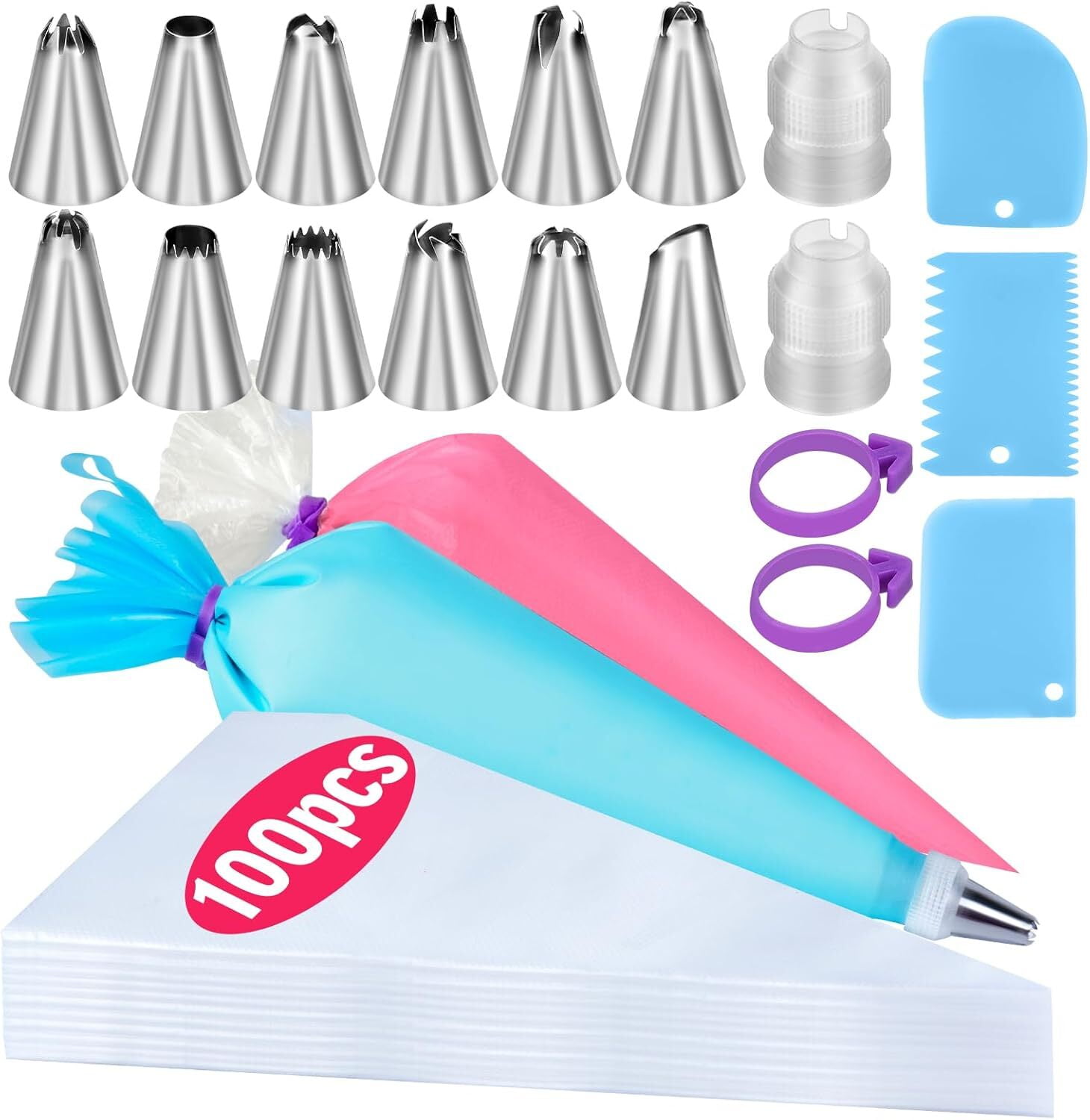 LQQBOX 100Pcs 12 Inch Piping Bags, Icing Disposable Bags for Cakes ...