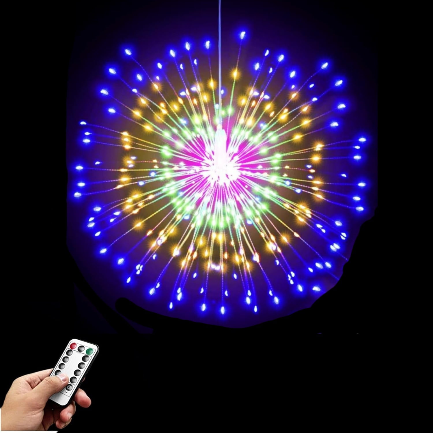 LQQBOX 180 LED Firework Copper Wire Sphere Lights with Remote, 8 Modes ...
