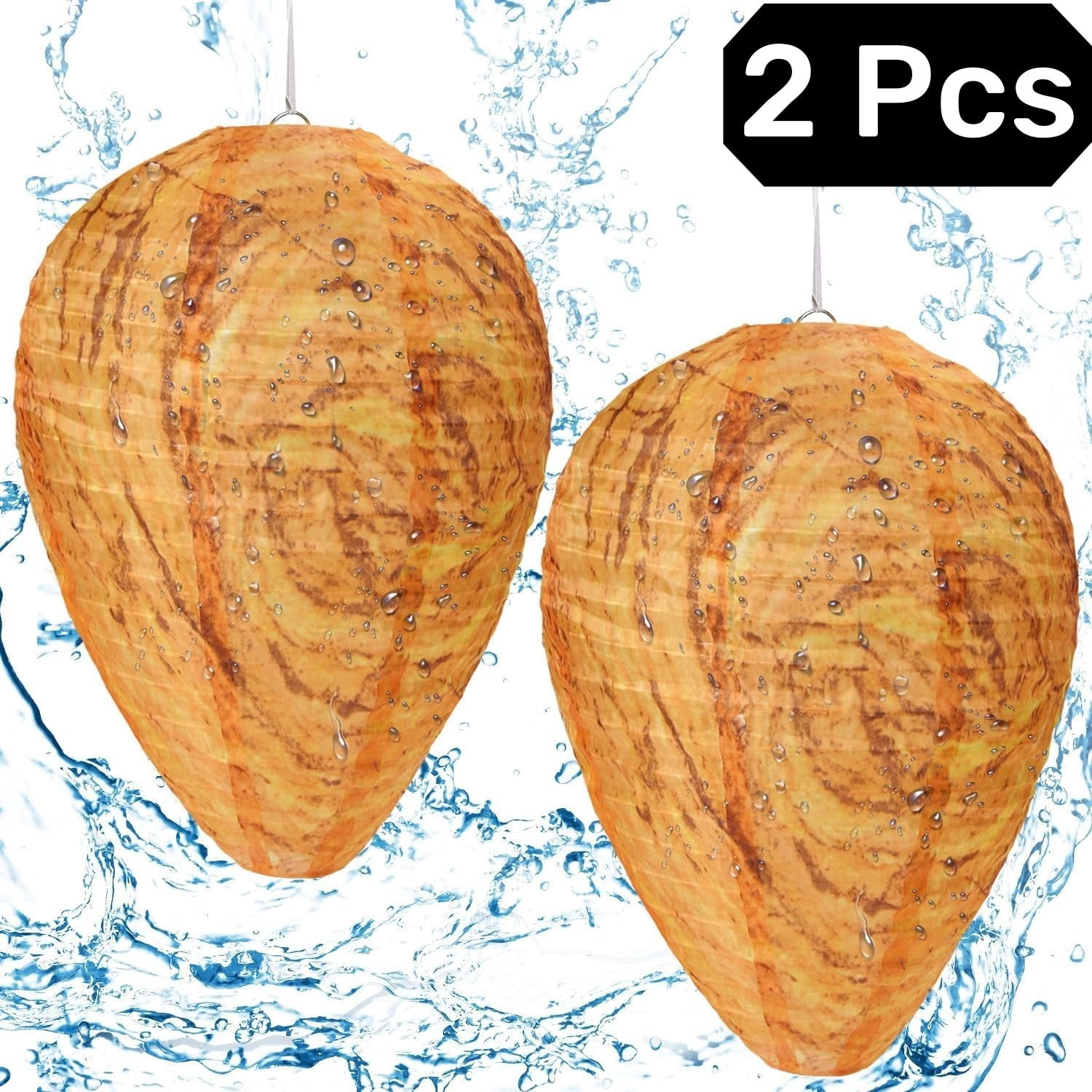 LQQBOX 2 Pack Wasp Nest Decoy Hanging Wasp for Wasps Hornets Yellow ...