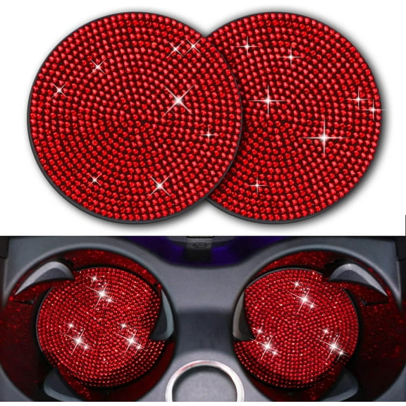 2PCS Car Non-Slip Crystal Glitter Cup Mat, 2.75inch Universal Size ...