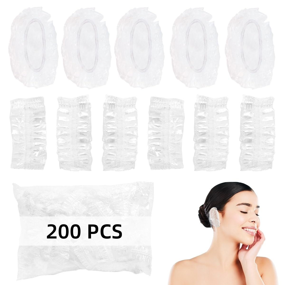 LQQBOX 200 Pcs Ear Covers for Shower - Disposable Ear Covers for Hair ...