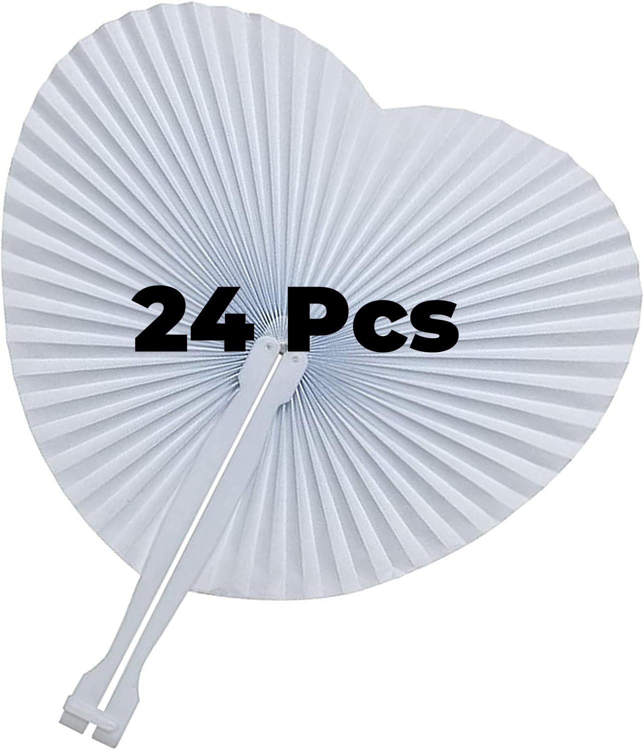 LQQBOX 24 Pack White Folding Fans- Heart Shaped Handheld Folding ...