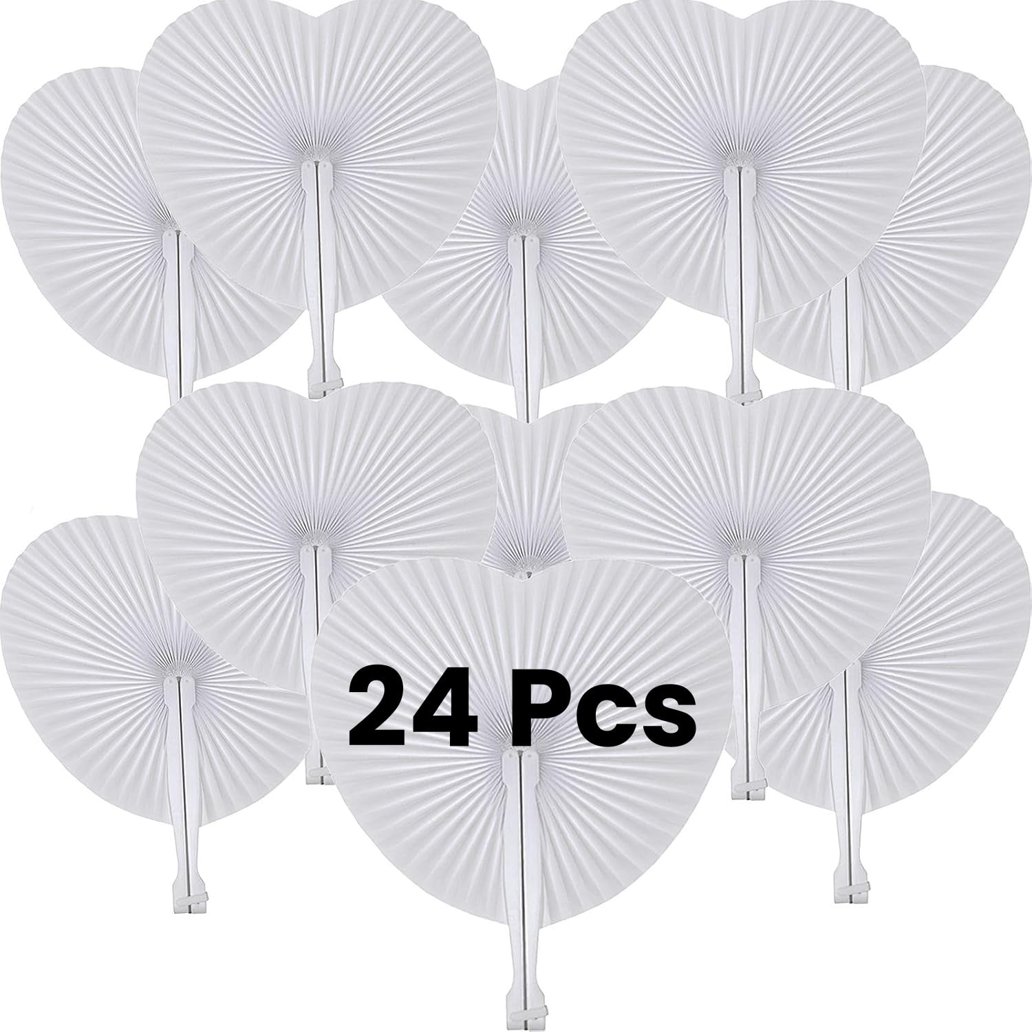LQQBOX 24 Pcs Heart Shaped Paper Fans for Wedding Pocket Folding Paper ...