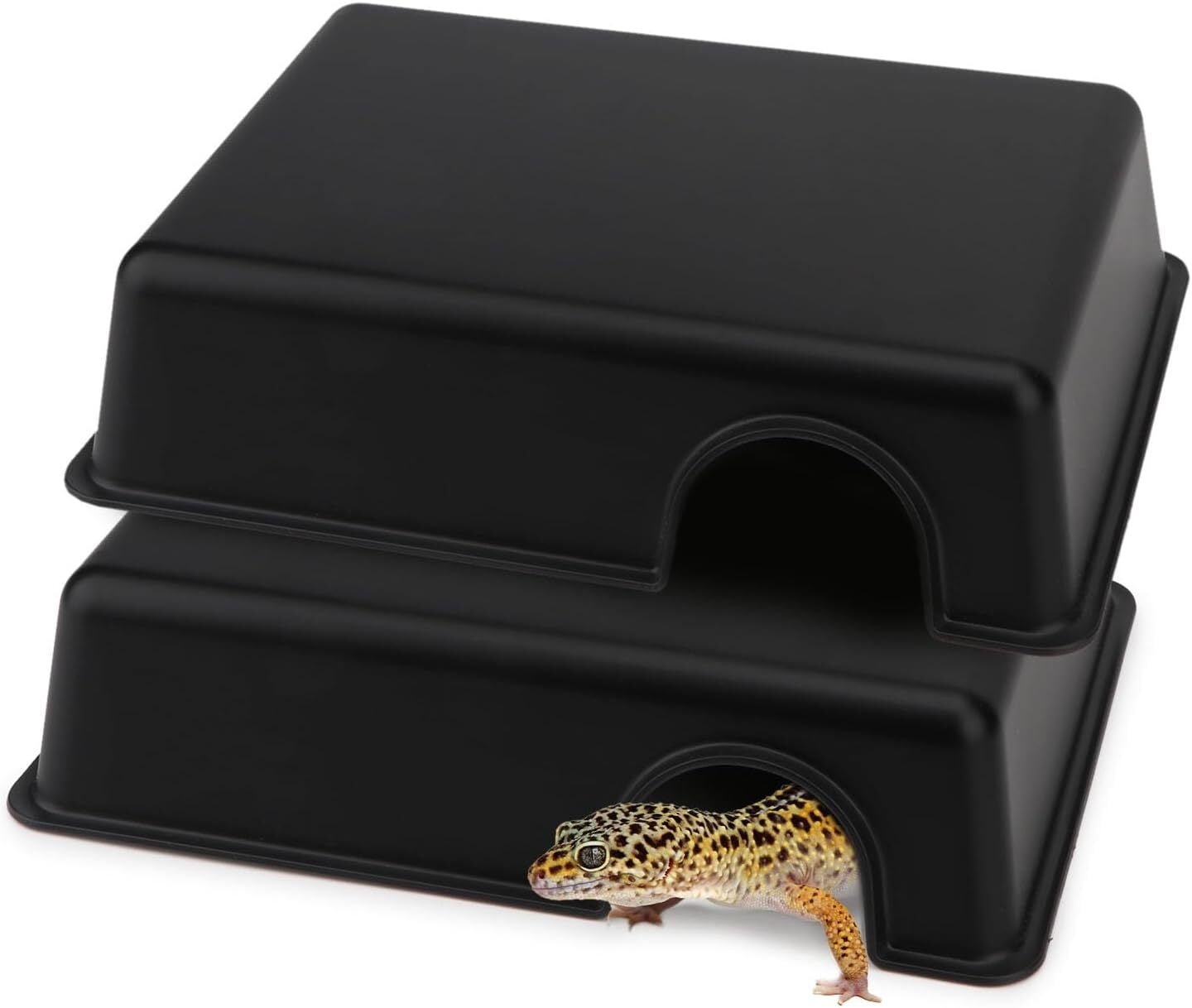 LQQBOX 2PCS Reptile Hide Box Small Animal Hideaway Black Hides Help ...