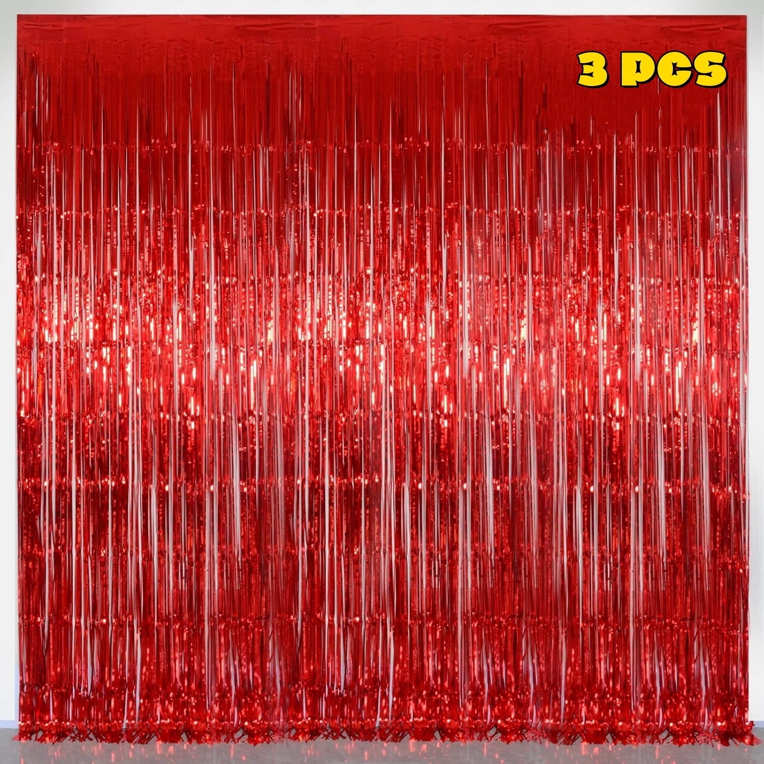 LQQBOX 3 PCS Red Streamers Party Backdrop Christmas Decorations Foil ...