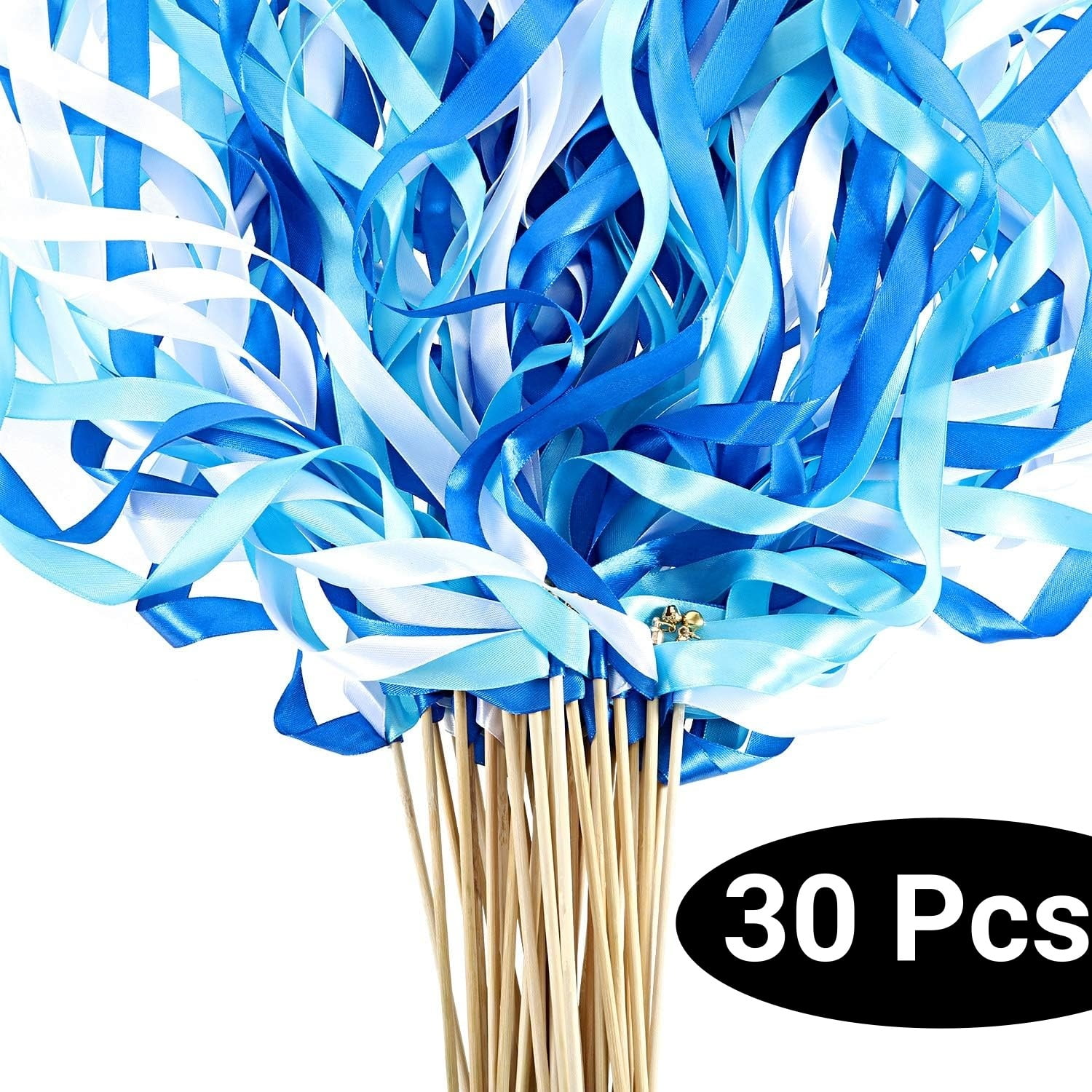 LQQBOX 30 Pieces Mix Color Ribbon Sticks with Bell Fairy Stick Party ...