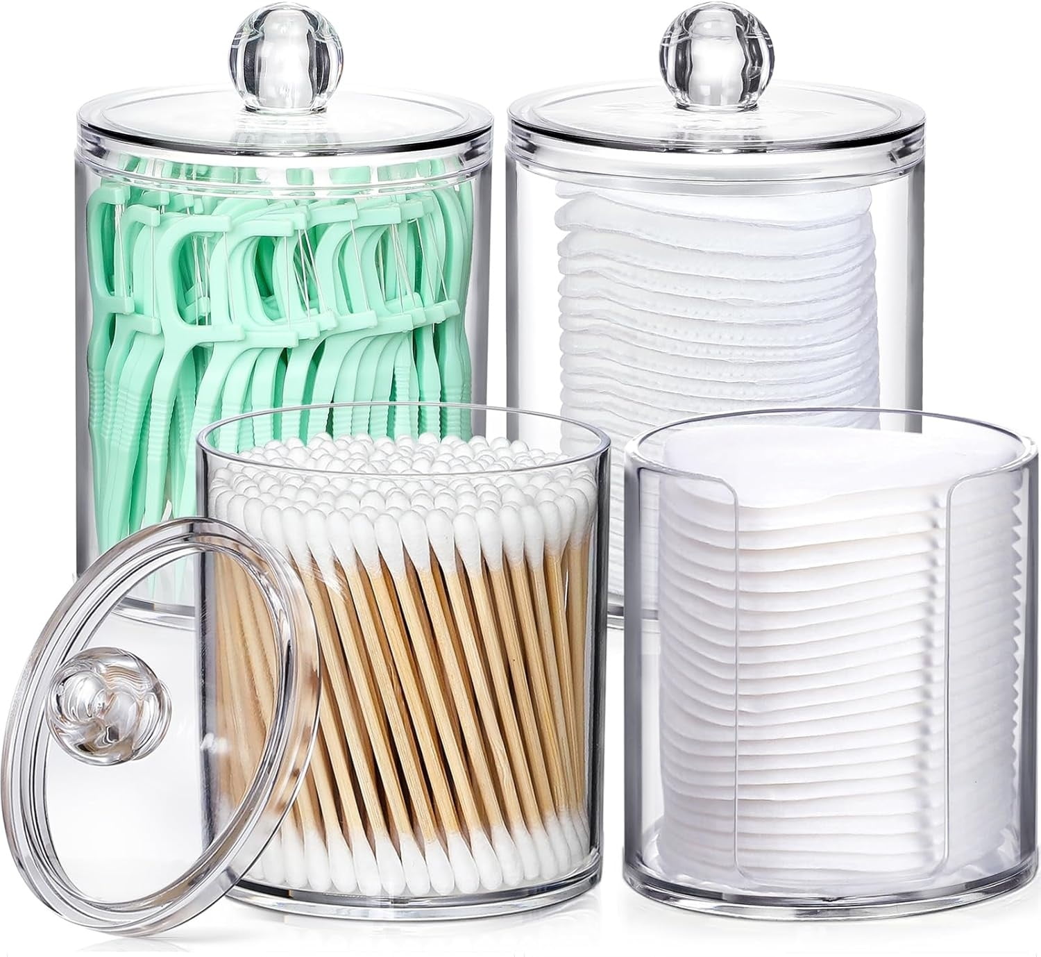 LQQBOX 4 PCS Plastic Bathroom Vanity Countertop Canister Jars with ...