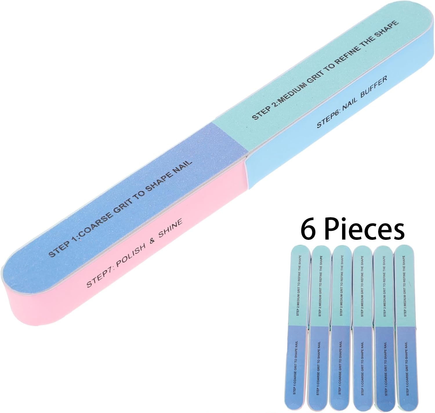 LQQBOX 7 Way Finger Nail File and Buffer, Emery Boards For Natural ...