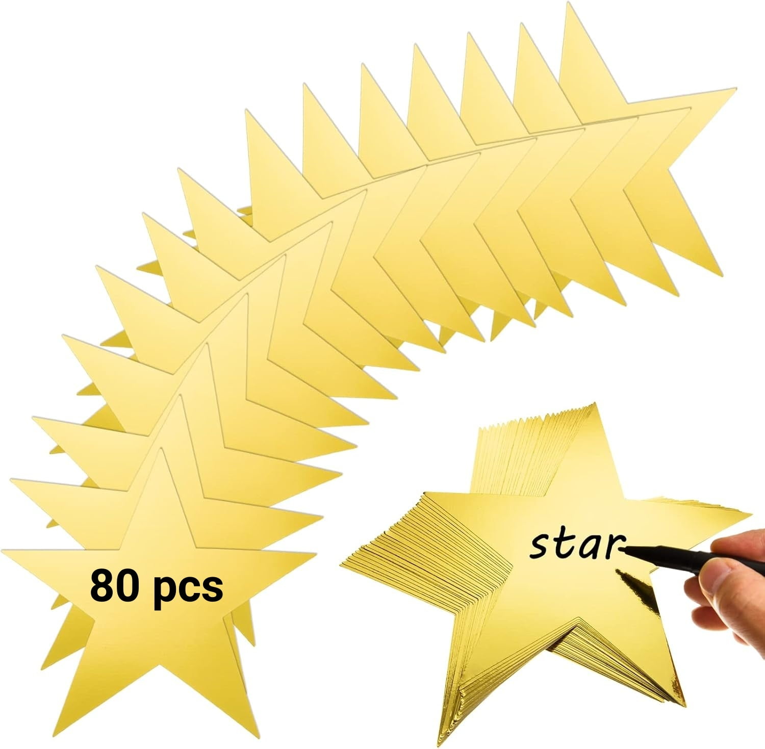 LQQBOX 80 Pieces Stars Cutouts Glitter Double Printed Paper Cardboard ...
