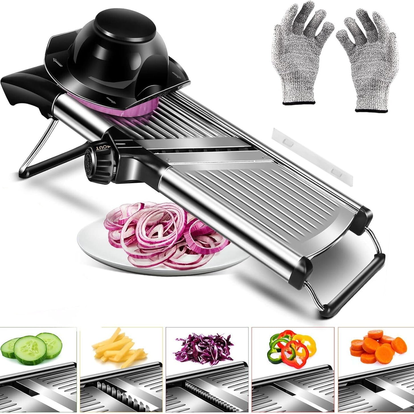 LQQBOX Adjustable Mandoline Food Slicer,Vegetable Slicer Fruit Cutter ...