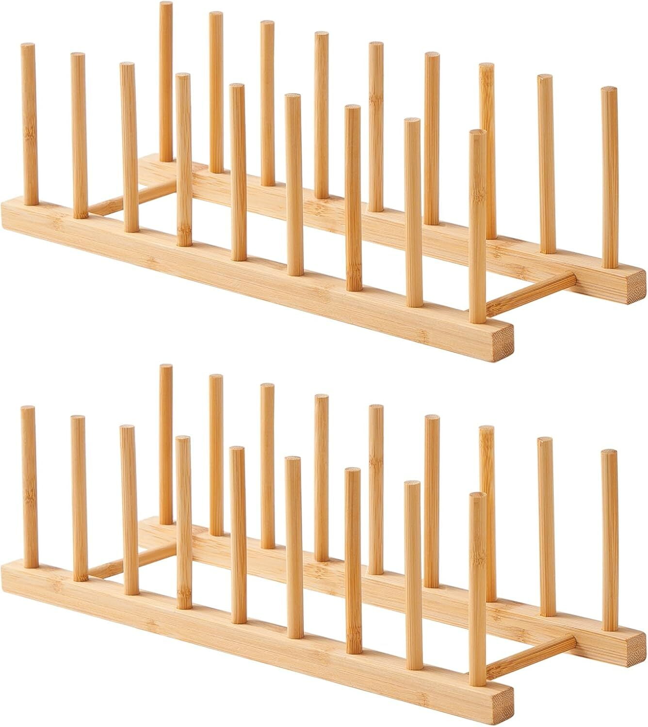 LQQBOX Bamboo Wooden Plate Racks Dish Stand Holder Kitchen Storage ...