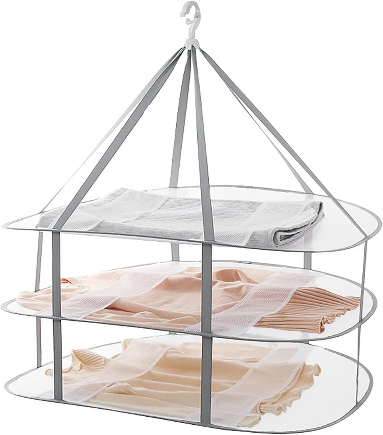 LQQBOX Foldable Hanging Mesh Dryer, Sweater Drying Rack 3-Tier Network ...
