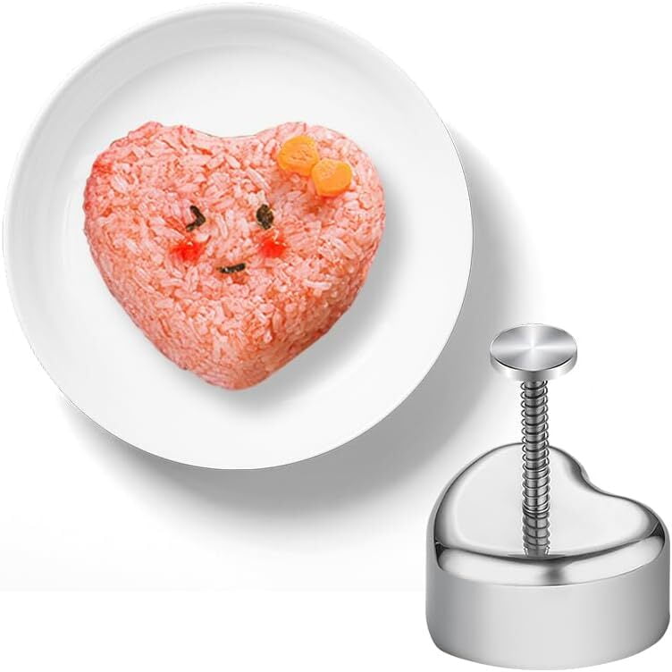 LQQBOX Heart-Shaped Onigiri and Spam Musubi Mold - Stainless Steel Rice ...