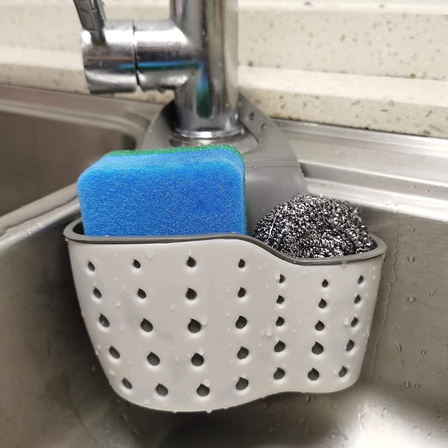 LQQBOX Kitchen Sink Shelf Soap Sponge Drain Rack Holder , Hanging ...