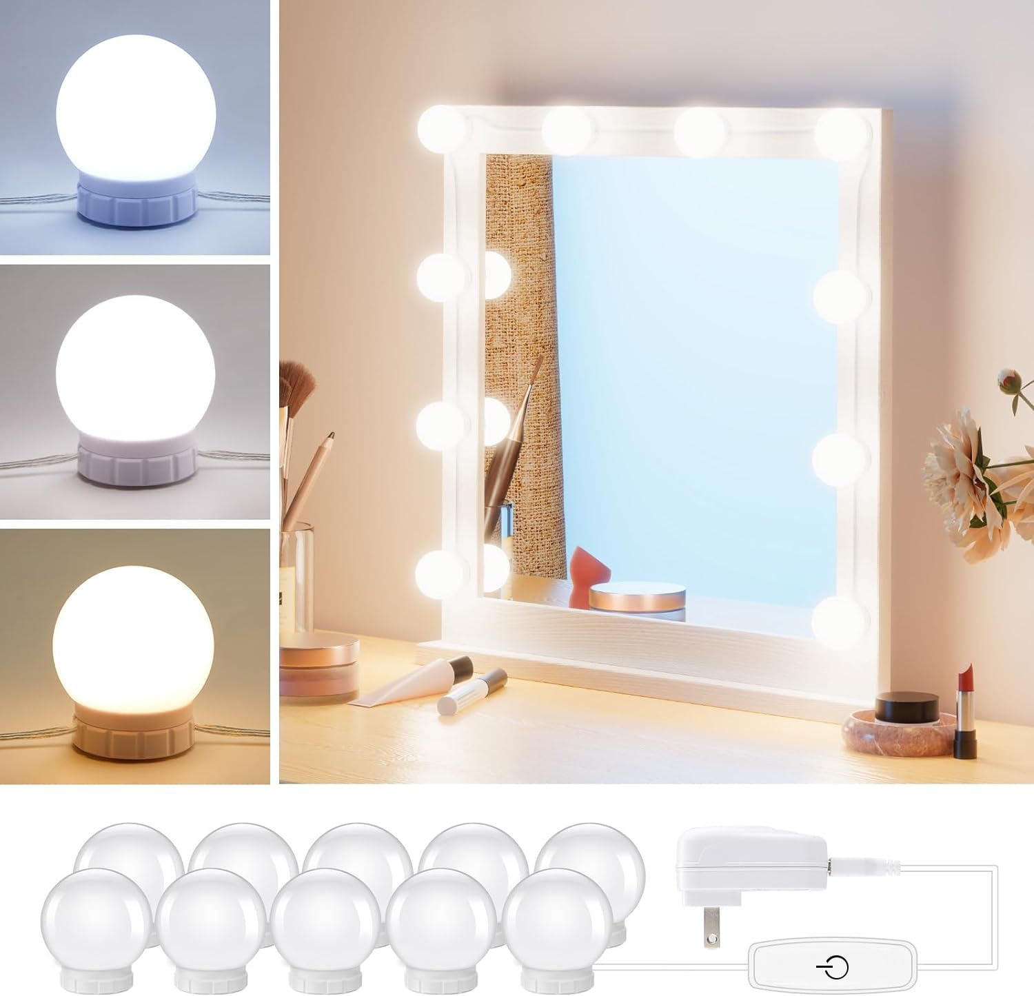 LQQBOX LED Vanity Lights for Mirror, Vanity Lights Stick on with 10 ...