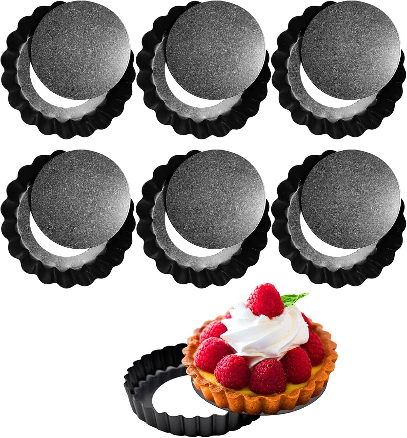 LQQBOX Quiche Pans,Mini tart Pan with Removable Bottom,Non Stick Small ...