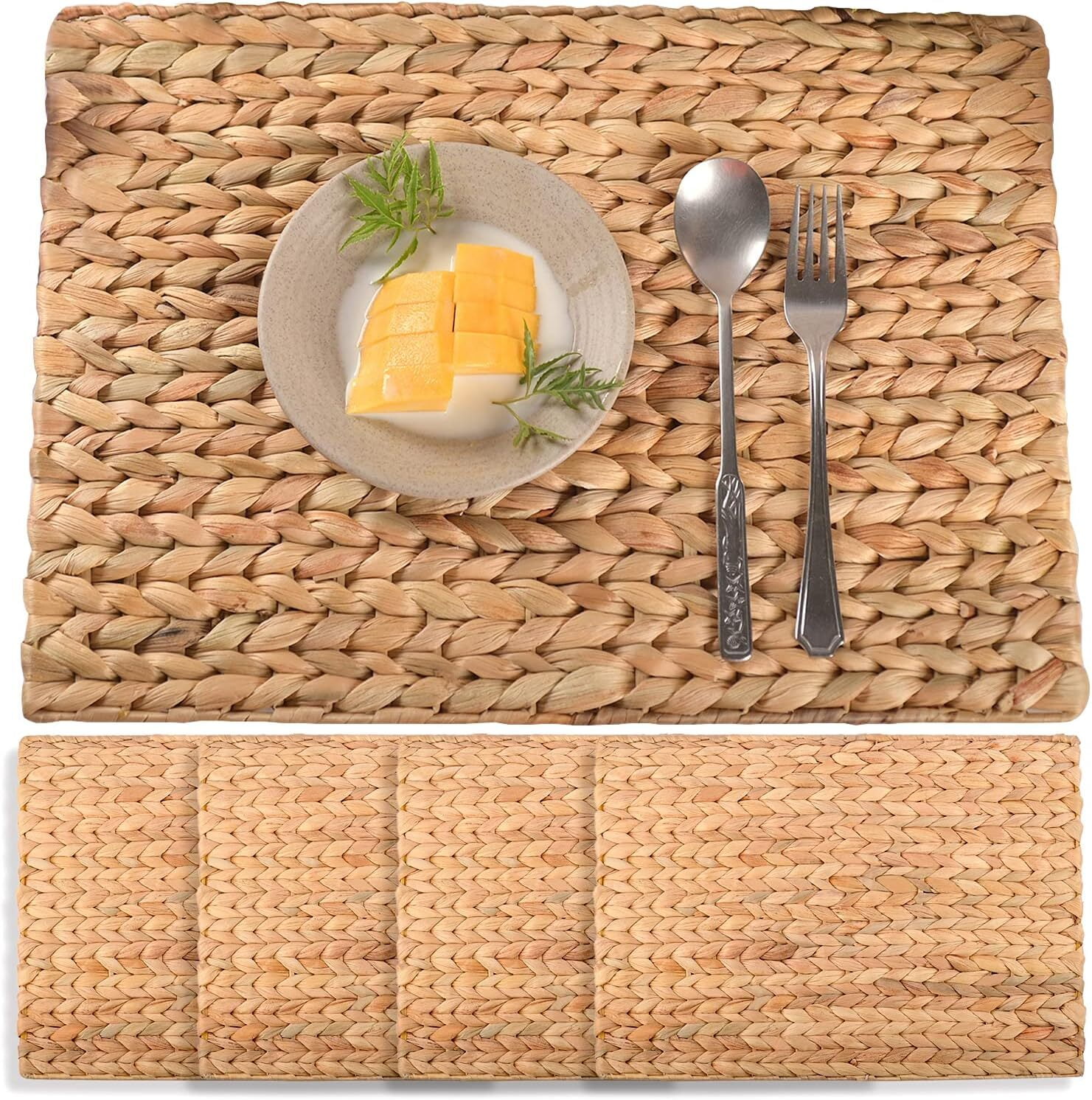 LQQBOX Rectangular Woven Placemats for Dining Table Set of 4, 15.75x11 ...