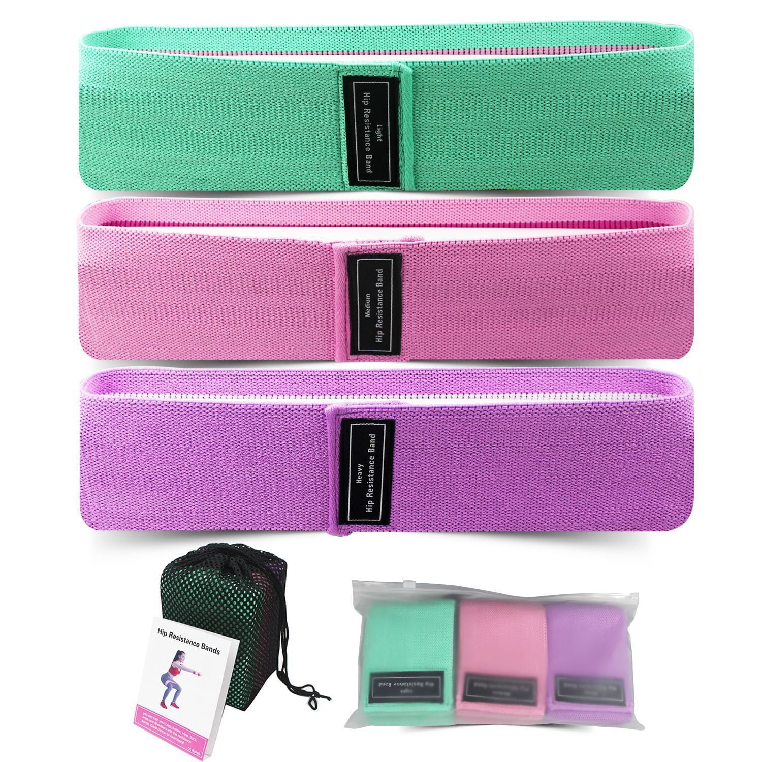 LQQBOX Resistance Bands for Women, Cloth Booty Bands for Working Out ...