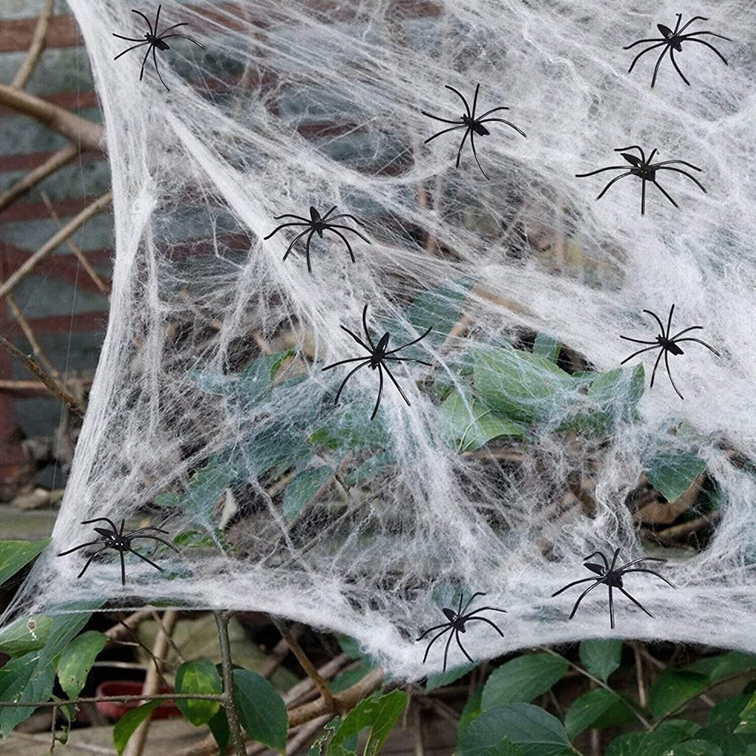 LQQBOX Spider Webs Halloween Decorations,100 Gram Spider Webs with30 ...