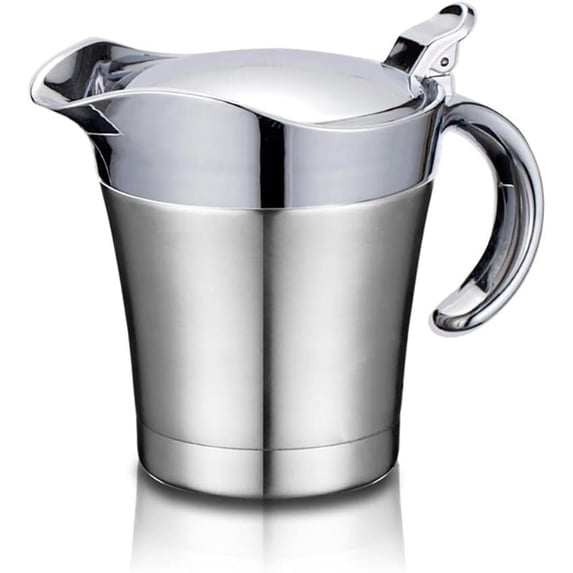LQQBOX Stainless-Steel Double Insulated Gravy Boat - Sauce Jug with ...