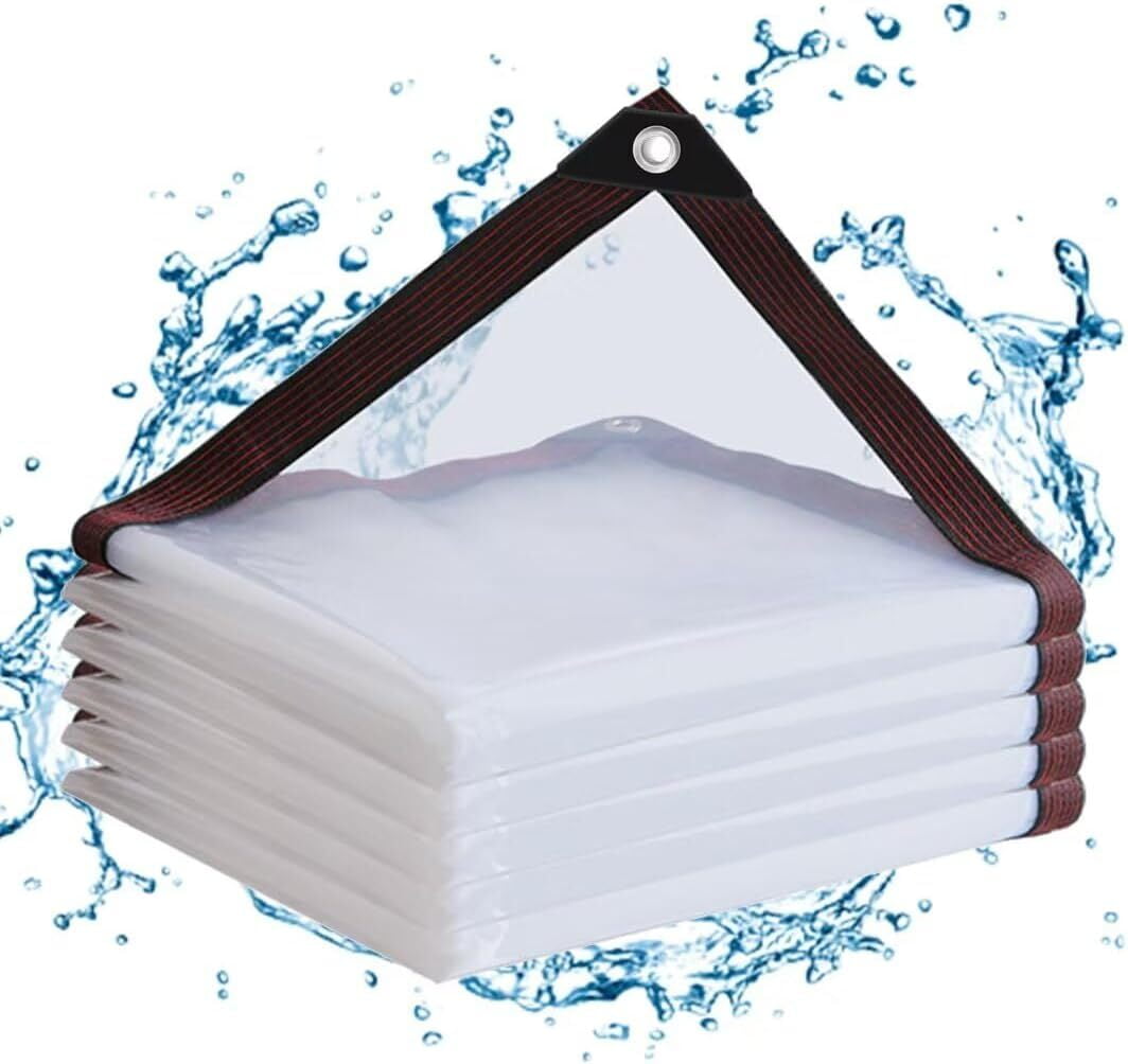LQQBOX Tarp Waterproof - Clear Heavy Duty Tarps with Grommets 10x16FT ...