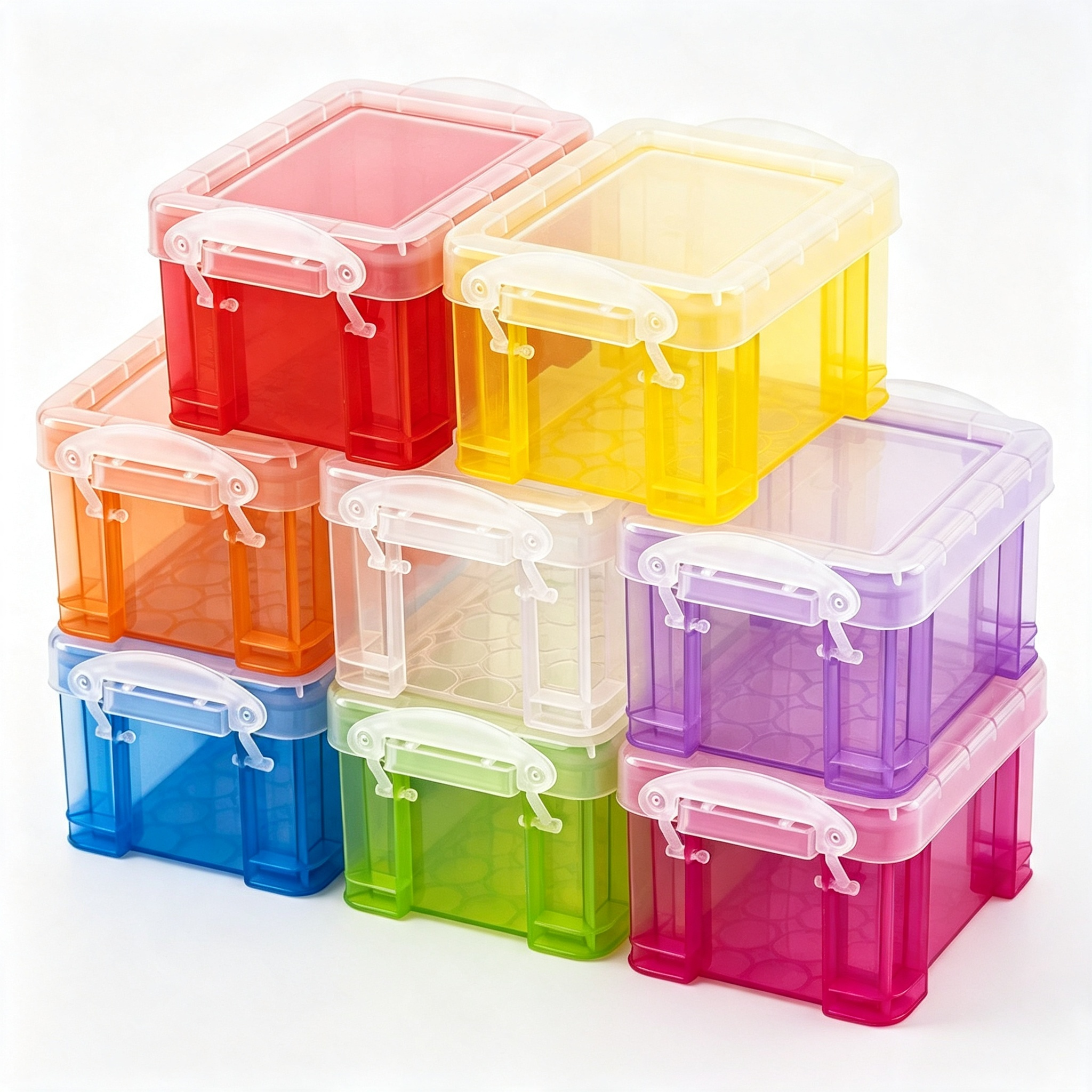 LQSEO 8 Pack Translucent Small Plastic Boxes Mini Desktop Storage Box 3 ...
