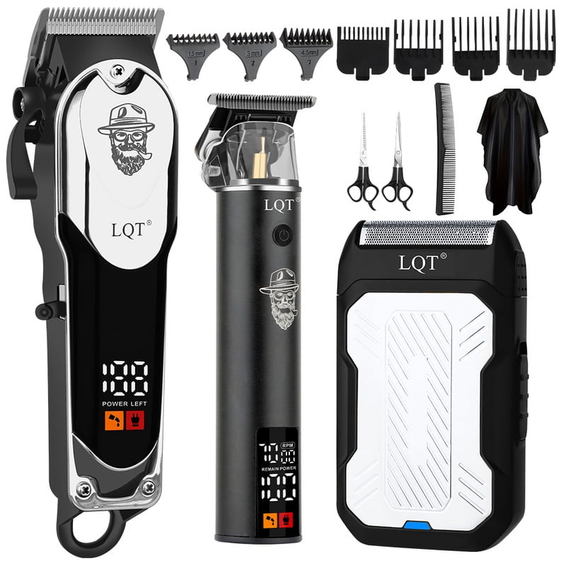LQT Cordless Hair Clipper for Men, Rechargeable Hair Trimmers Kit w/ T ...