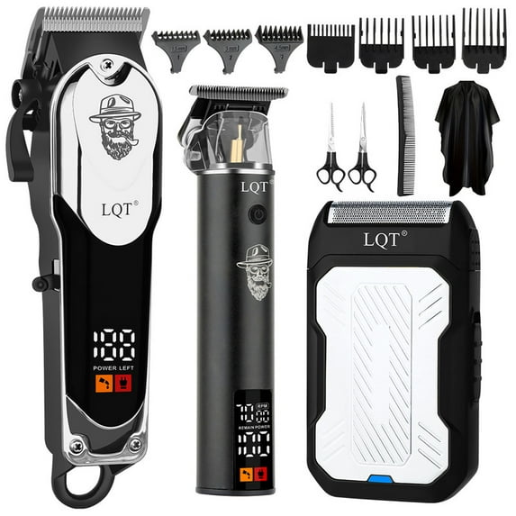 LQT Cordless Hair Clipper for Men, Rechargeable Hair Trimmers Kit w/ T ...