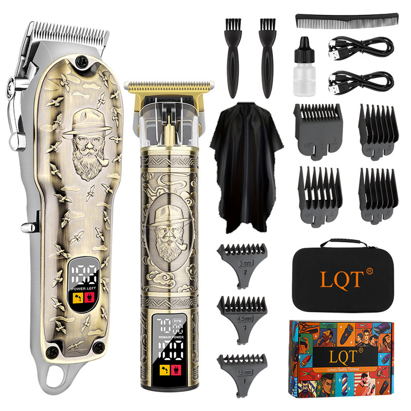 LQT Cordless hair clipper for men, USB charging, hair clipper with LCD ...