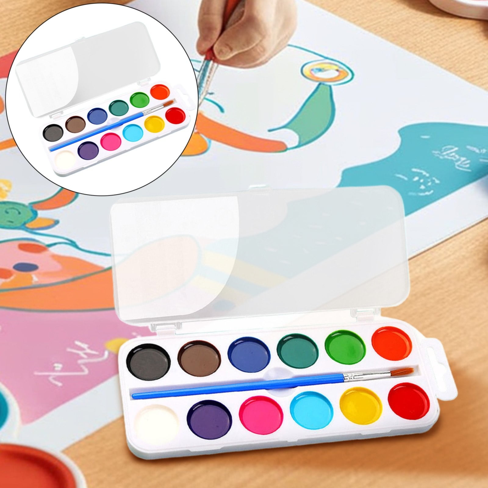 LQXZWJY 1 Pack Watercolor Paint Set 12 Vivid Colors Includes ...