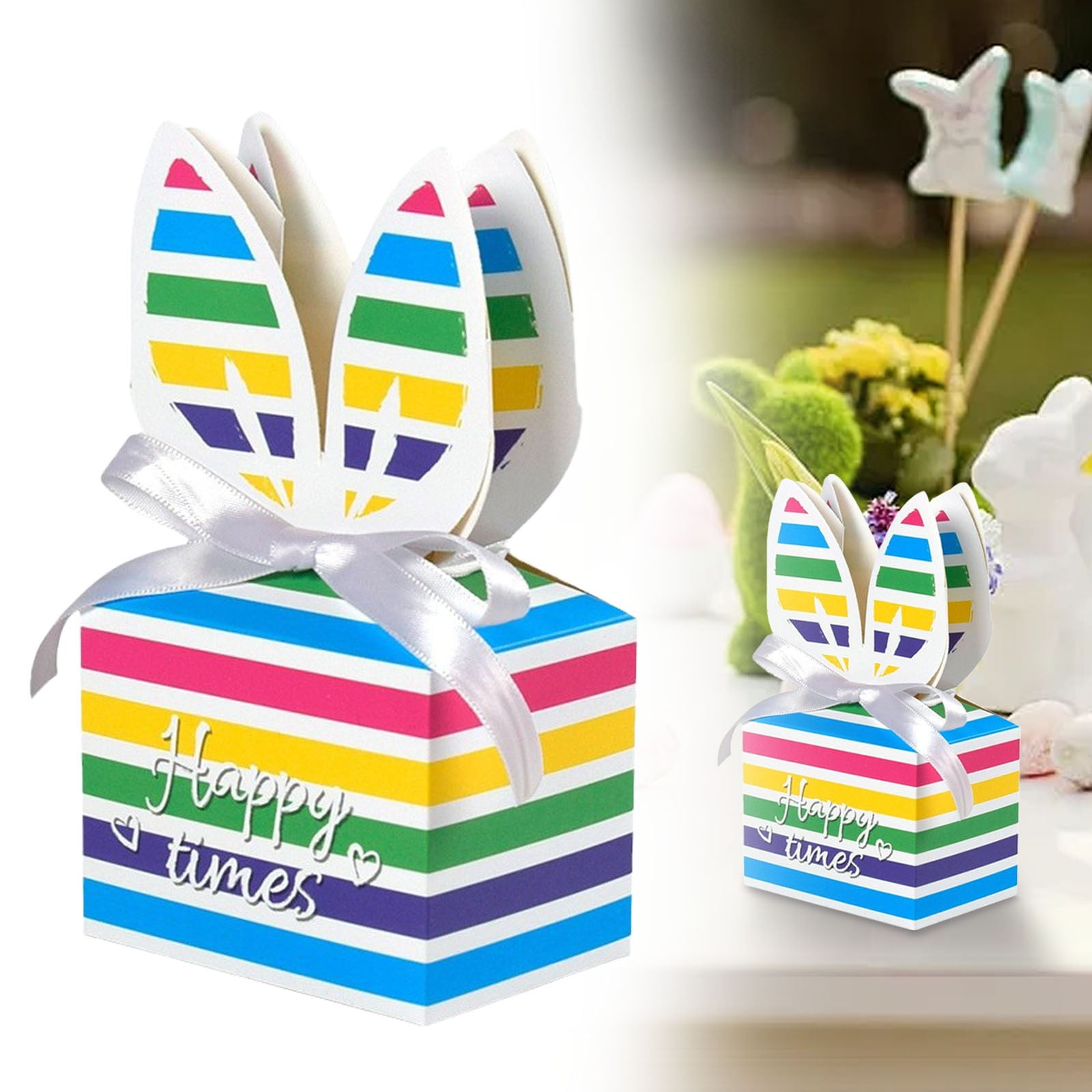 LQXZWJY 10 Easter gift boxes with rabbit ears and ribbon candy boxes ...