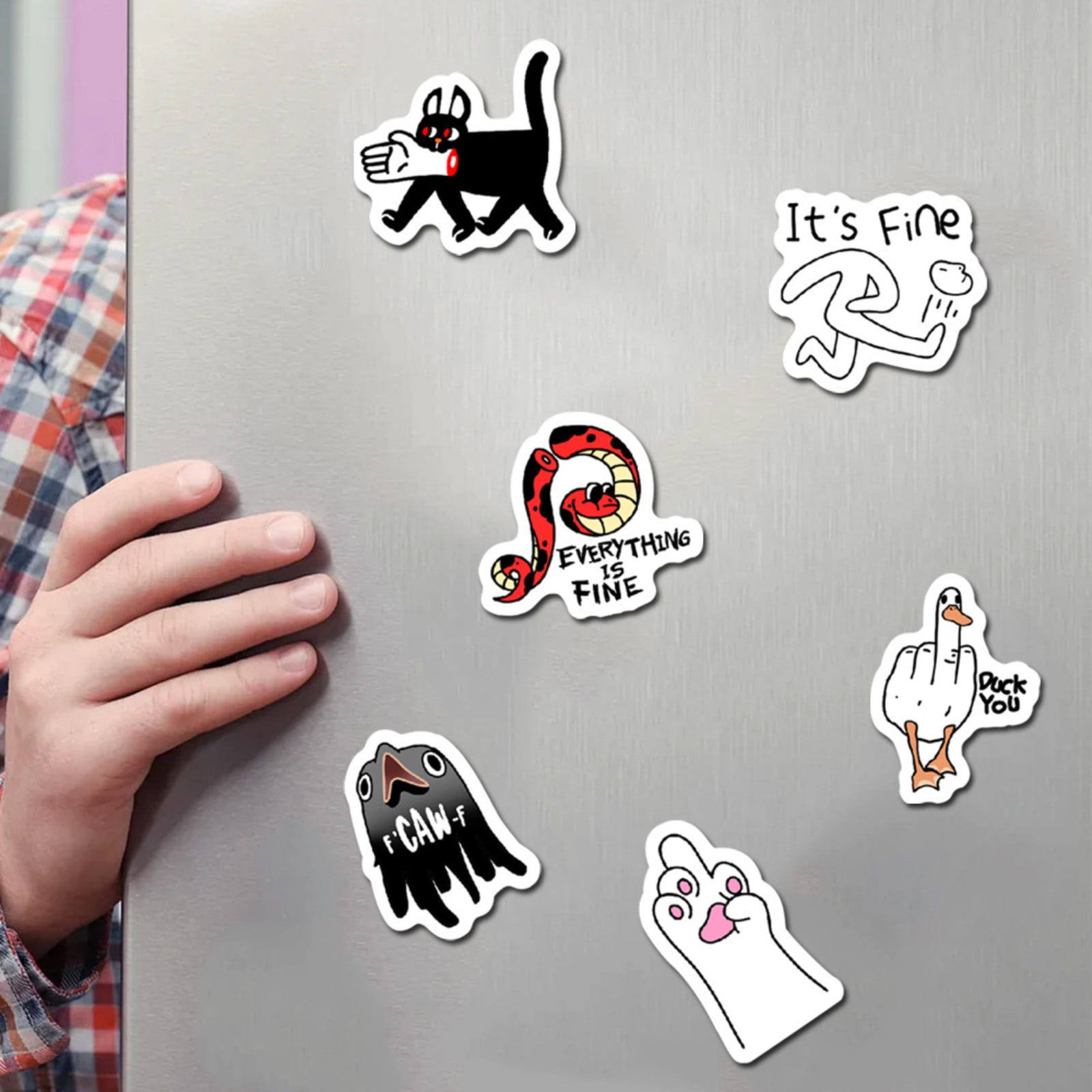 LQXZWJY 12-Piece Fridge Magnets - Funny Memes, Cute Animals, and Words ...