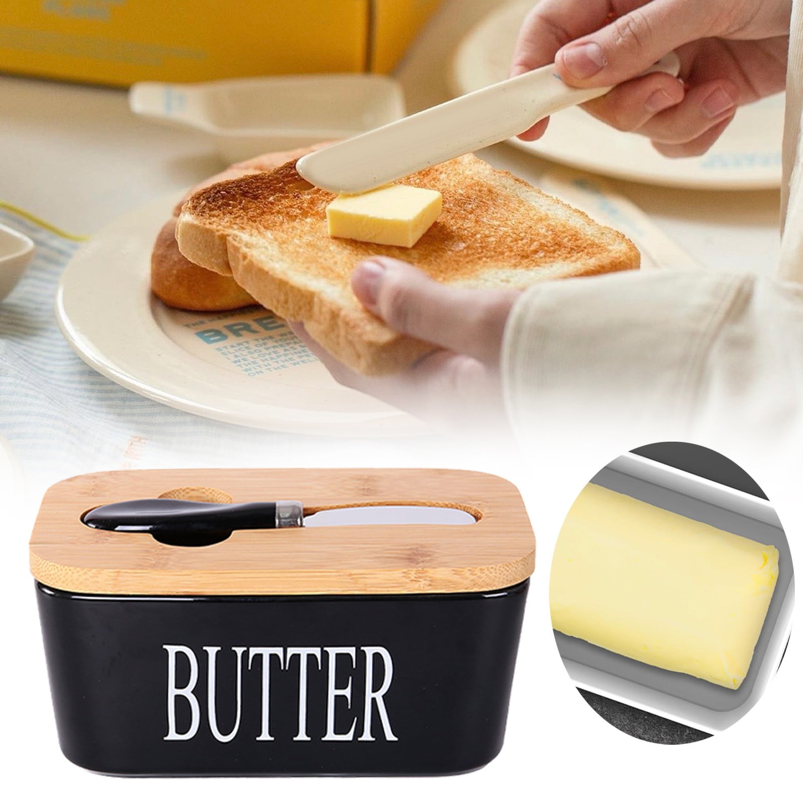 LQXZWJY Butter Dish with Lid,Butter Dish for Countertop, Metal Butter ...