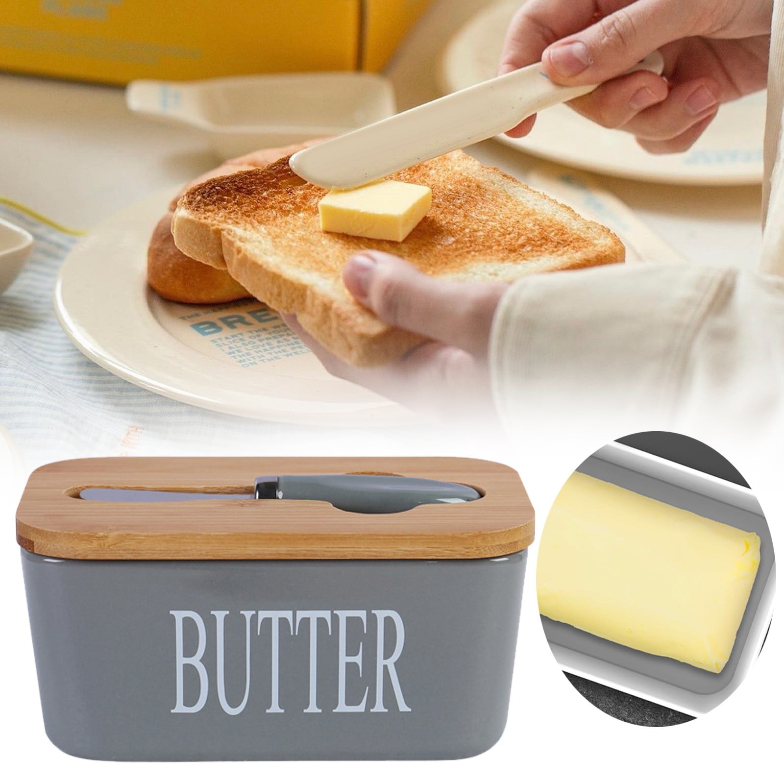 LQXZWJY Butter Dish with Lid,Butter Dish for Countertop, Metal Butter ...