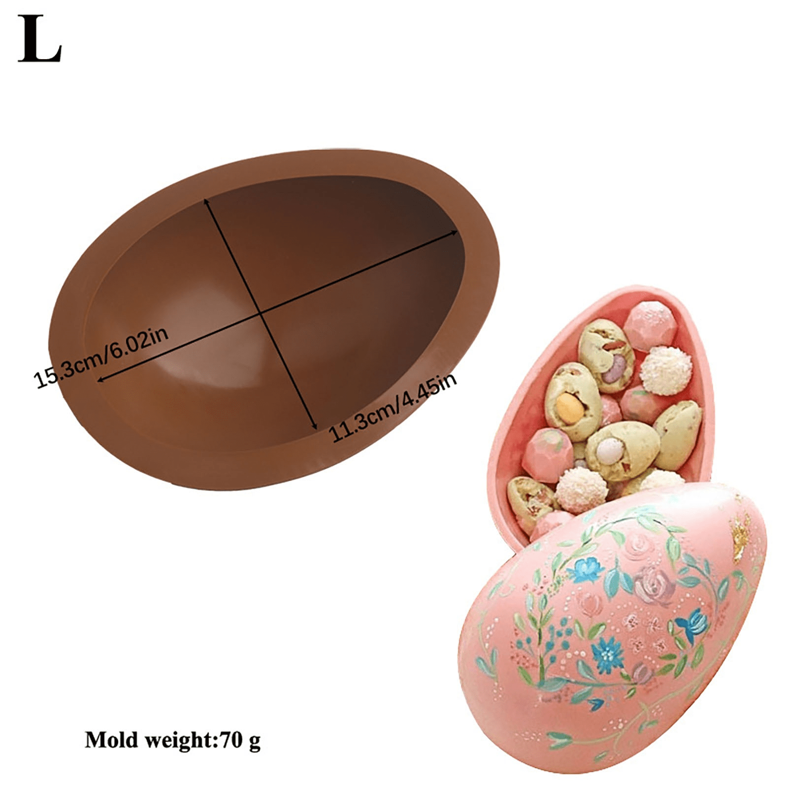 LQXZWJY Chocolate Silicone Molds, Large 3D Breakable Egg Mold Silicone Easter Egg Chocolate ...