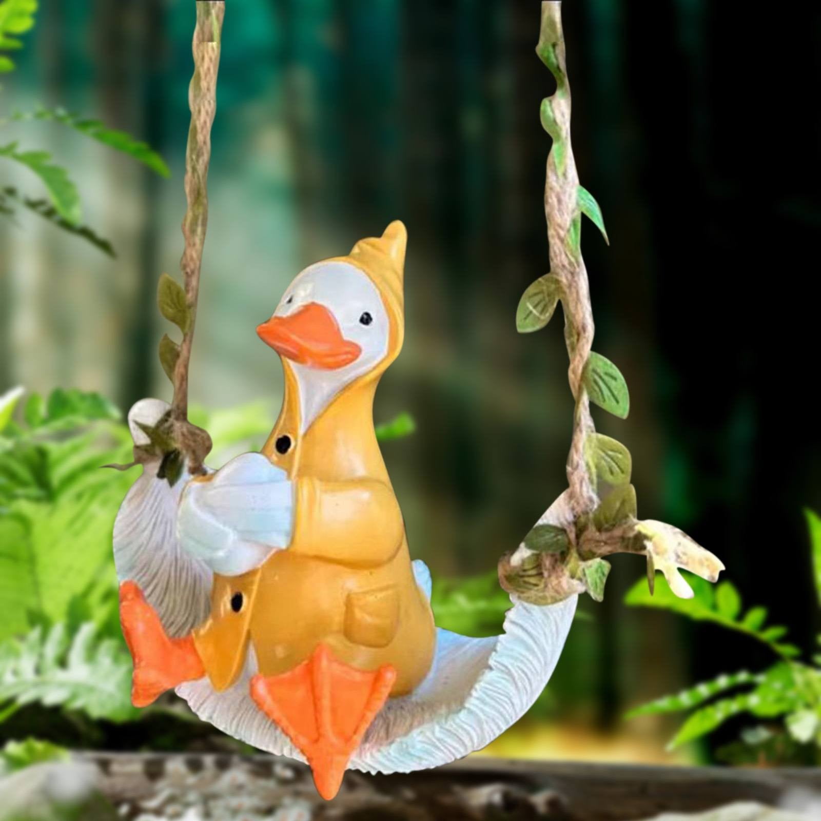 LQXZWJY Duck Figurine Swing for Garden Decor, Cute Hanging Duck ...