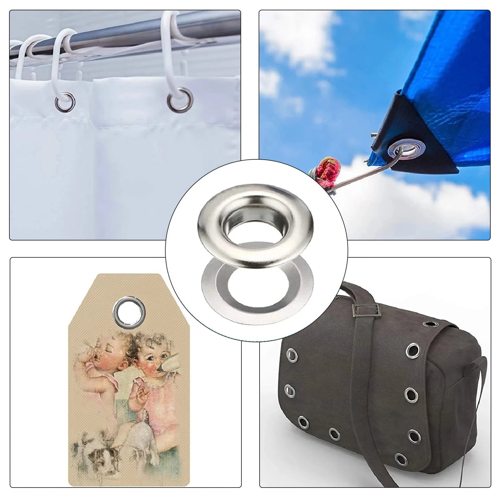 LQXZWJY Grommet Eyelet Kit, 1/4 Inch 6mm(Inside Diameter) Grommet Tool ...