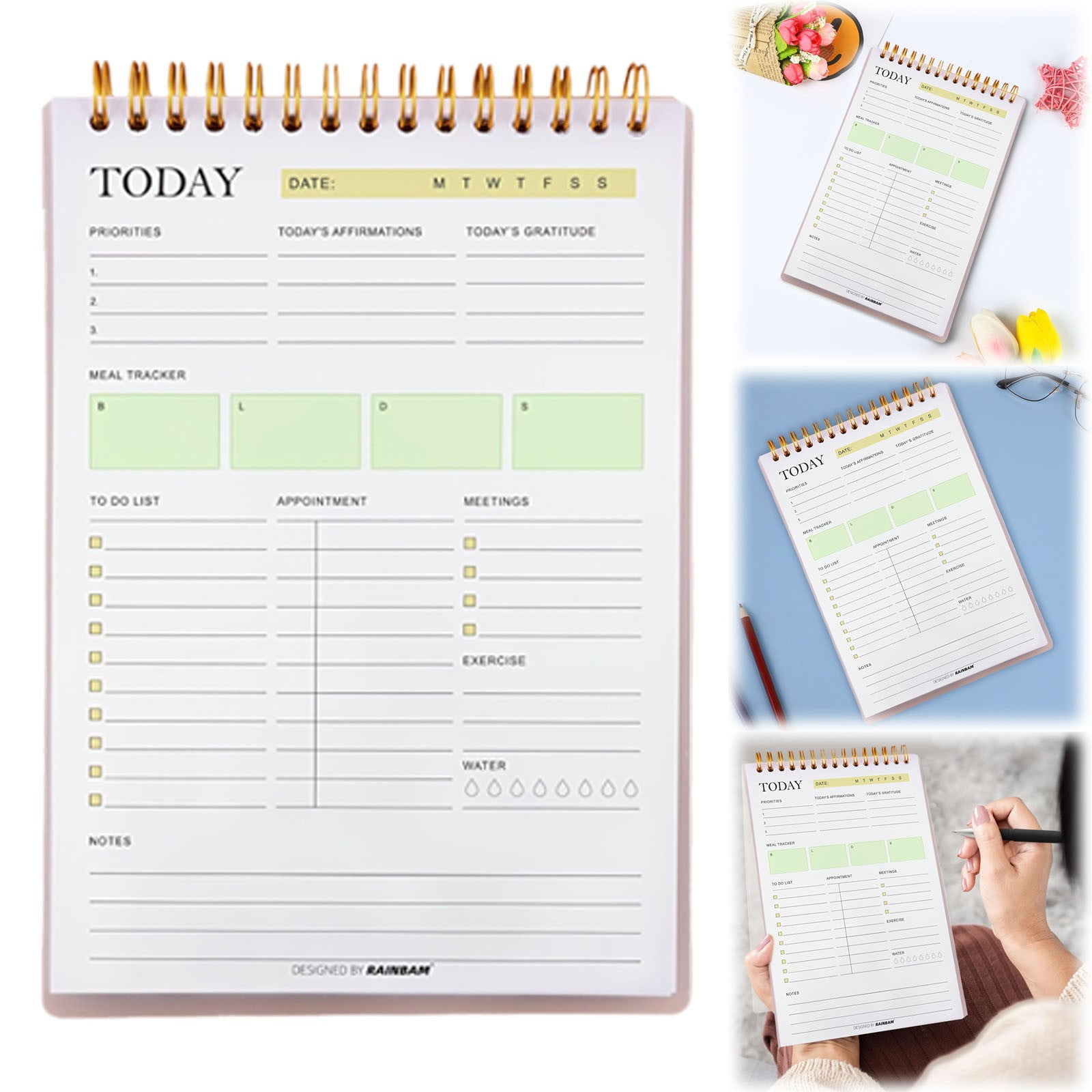 LQXZWJY To Do List Notepad: With Multiple Functional Sections - 6.7 x 8.46 100 Sheets - Spiral ...