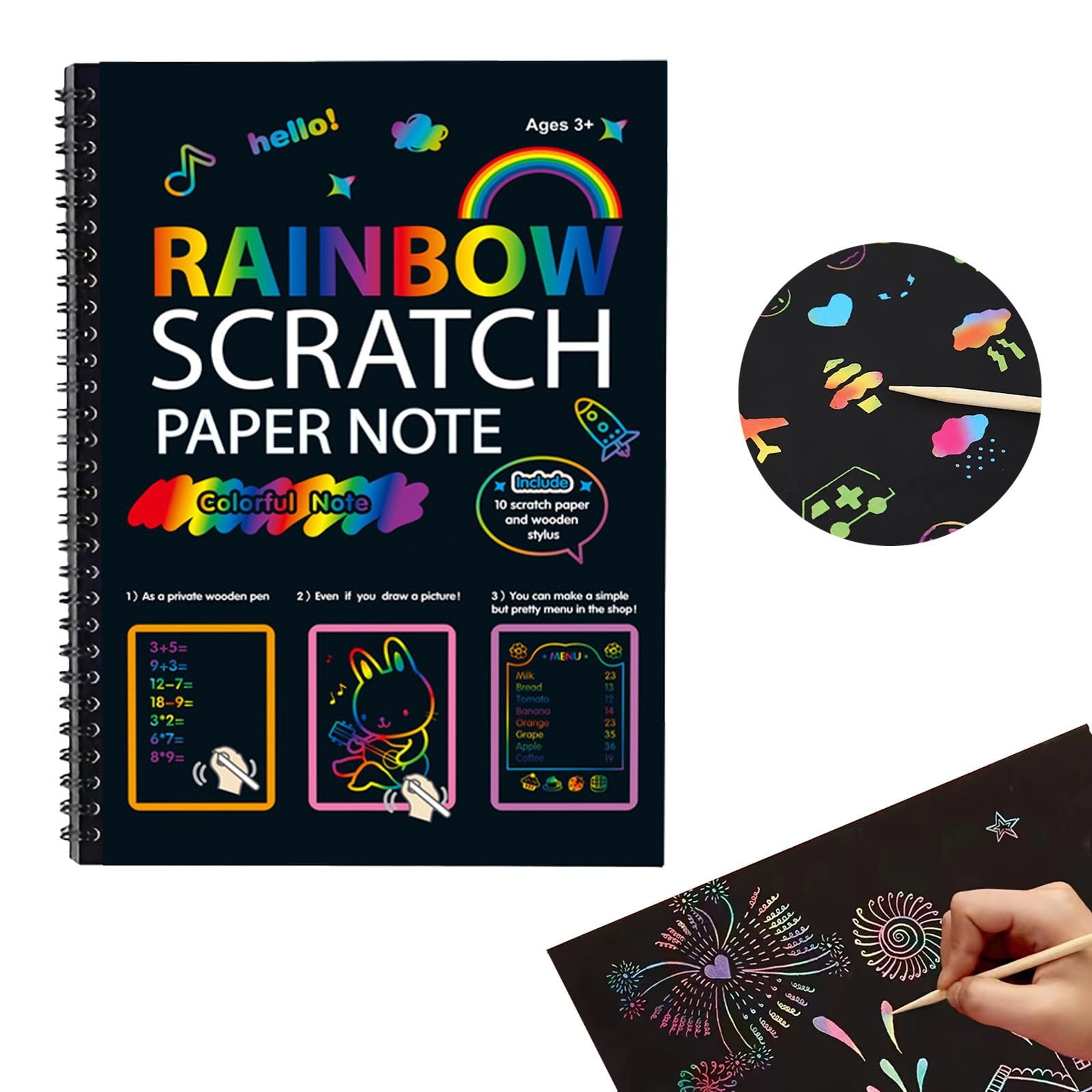 LQXZWJY Scratch Art Crafts Girls Gifts, Rainbow Scratch Paper Art Gifts ...