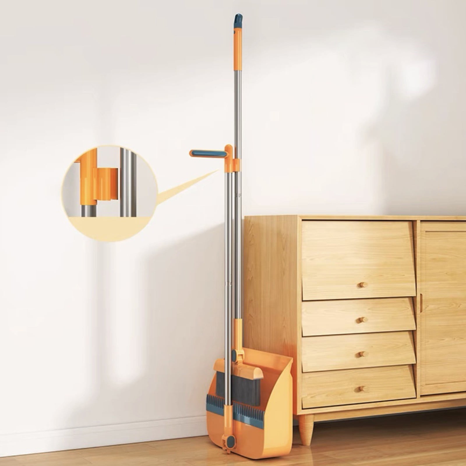 LQXZWJY Upgrade Broom and Dustpan Set, Self-Cleaning with Dustpan Teeth ...