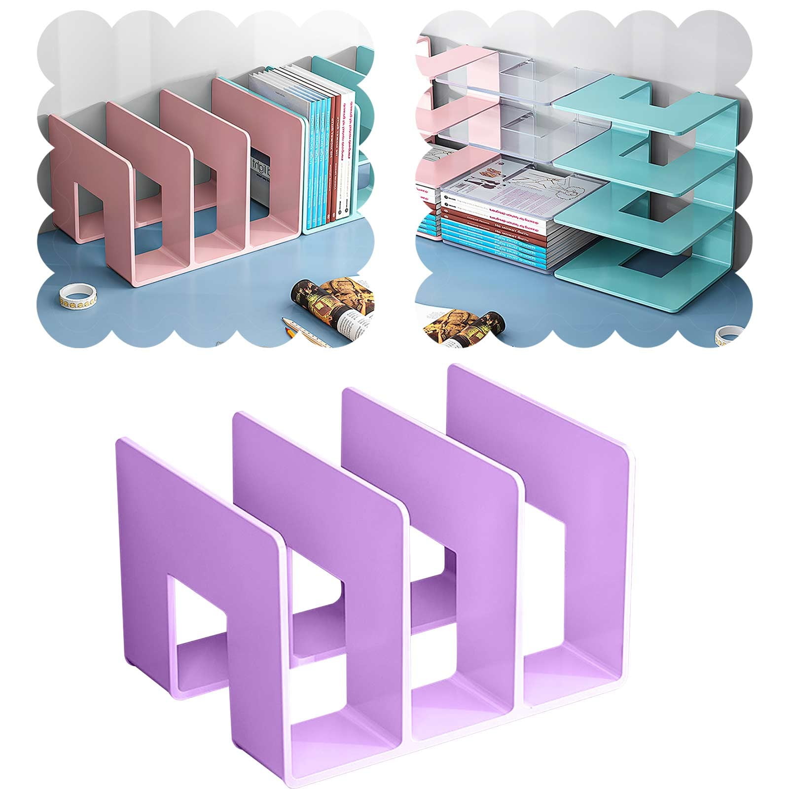 LQXZWJY Vertical File Holder, Clear PET Desk Organizer and Storage Bins ...