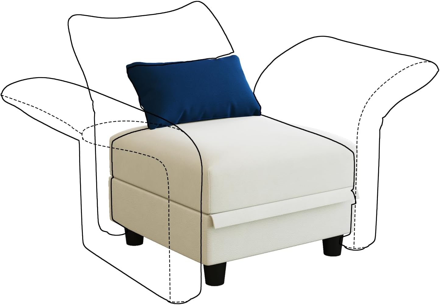 LQYUG Modular Sectional Couch Ottoman Seats， Ottoman Footrest Modules ...