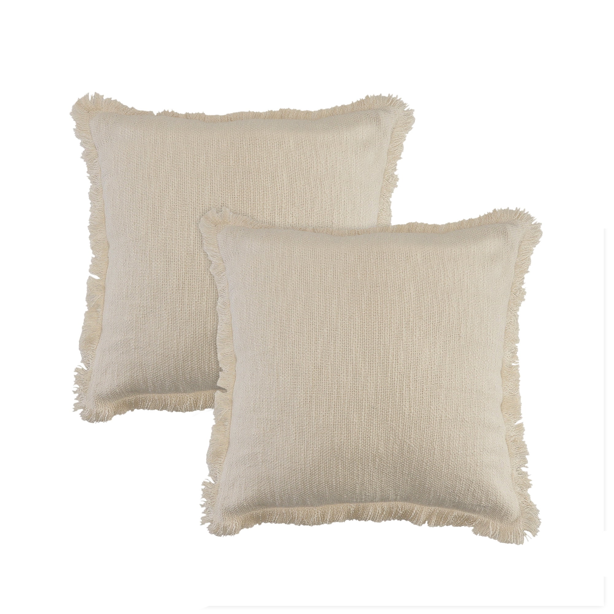 Free Shipping! Lr Home Solid Cotton Throw Pillows Cream 20x20 Set of 2 ...