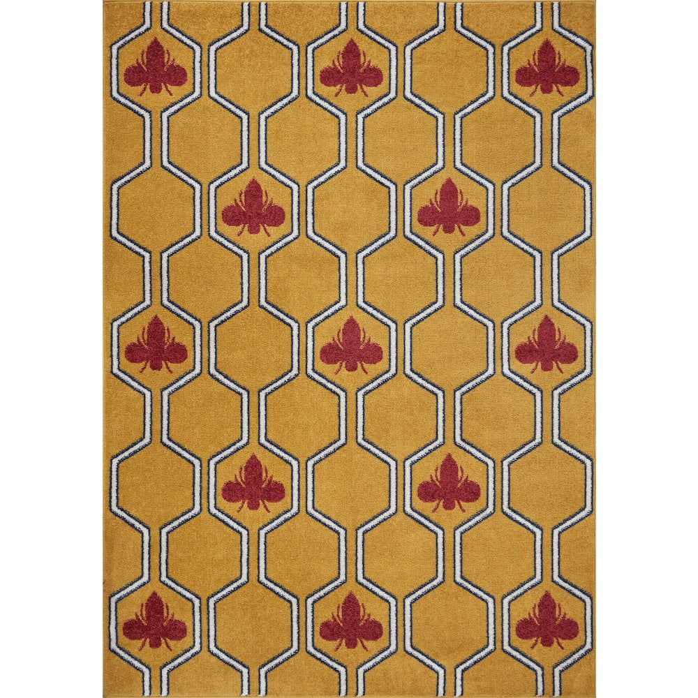 LR Home Harmony Durable Performance Area Rug Indoor in Yellow/Red, 7'9 ...