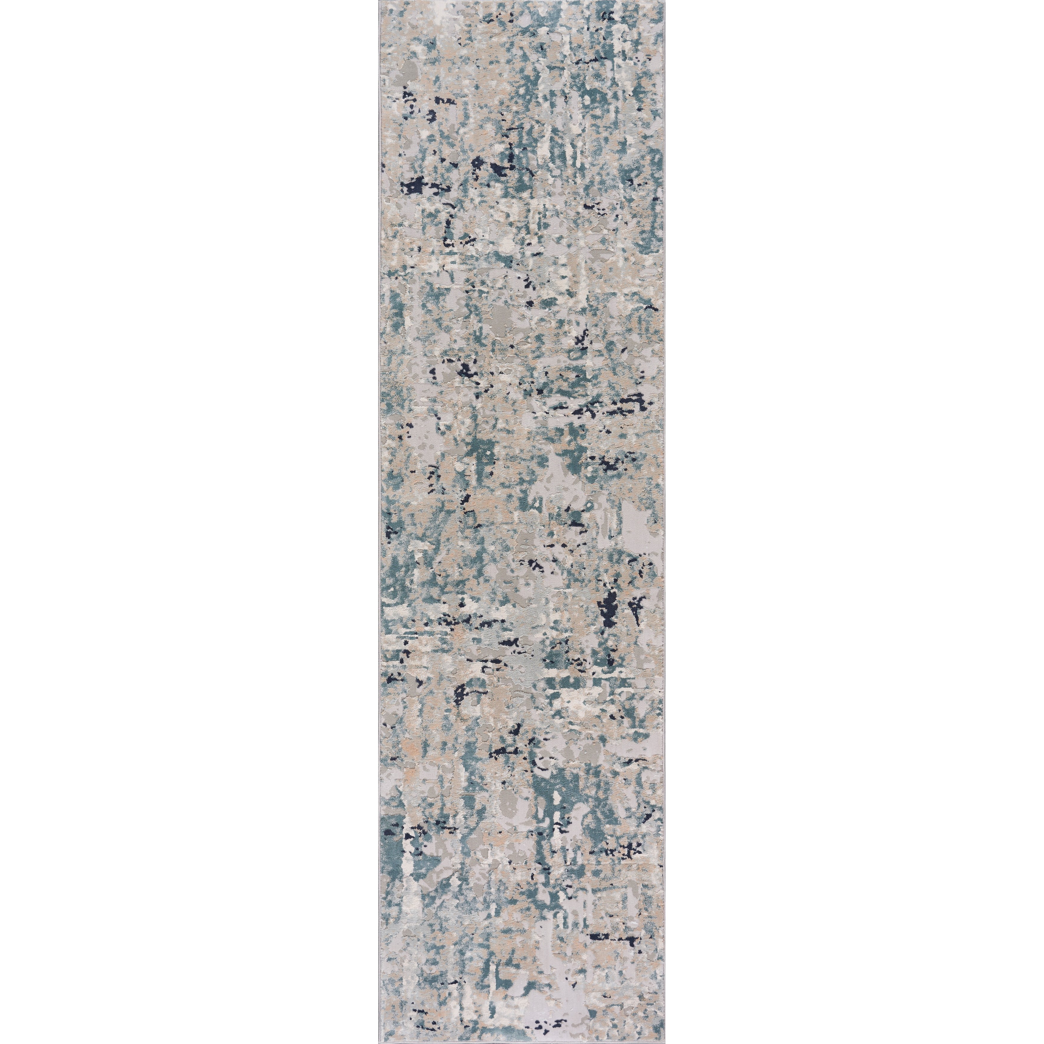 LR Home Imara Cal Gray/Blue Contemporary Abstract Polyester Runner Rug ...