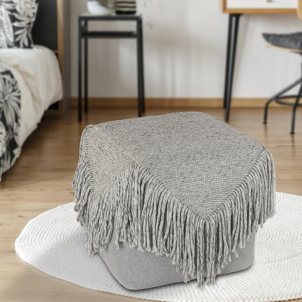 Free Shipping! Lr Home Medium Gray Woven Ottoman Pouf 18x18x18 ...