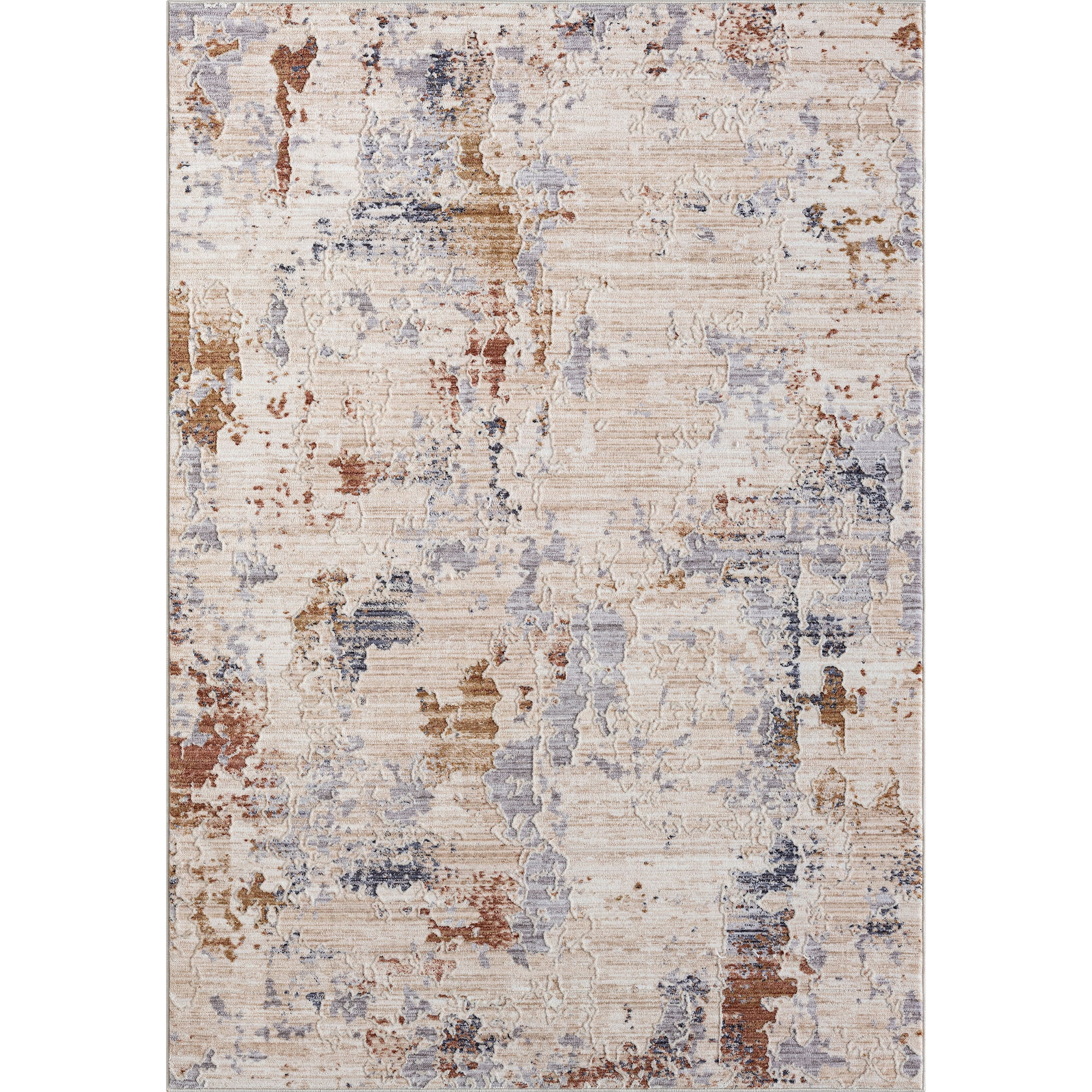 LR Home Mia 7'9" X 9'9" Rust/Gray Abstract Premium Ultra-Soft Indoor ...