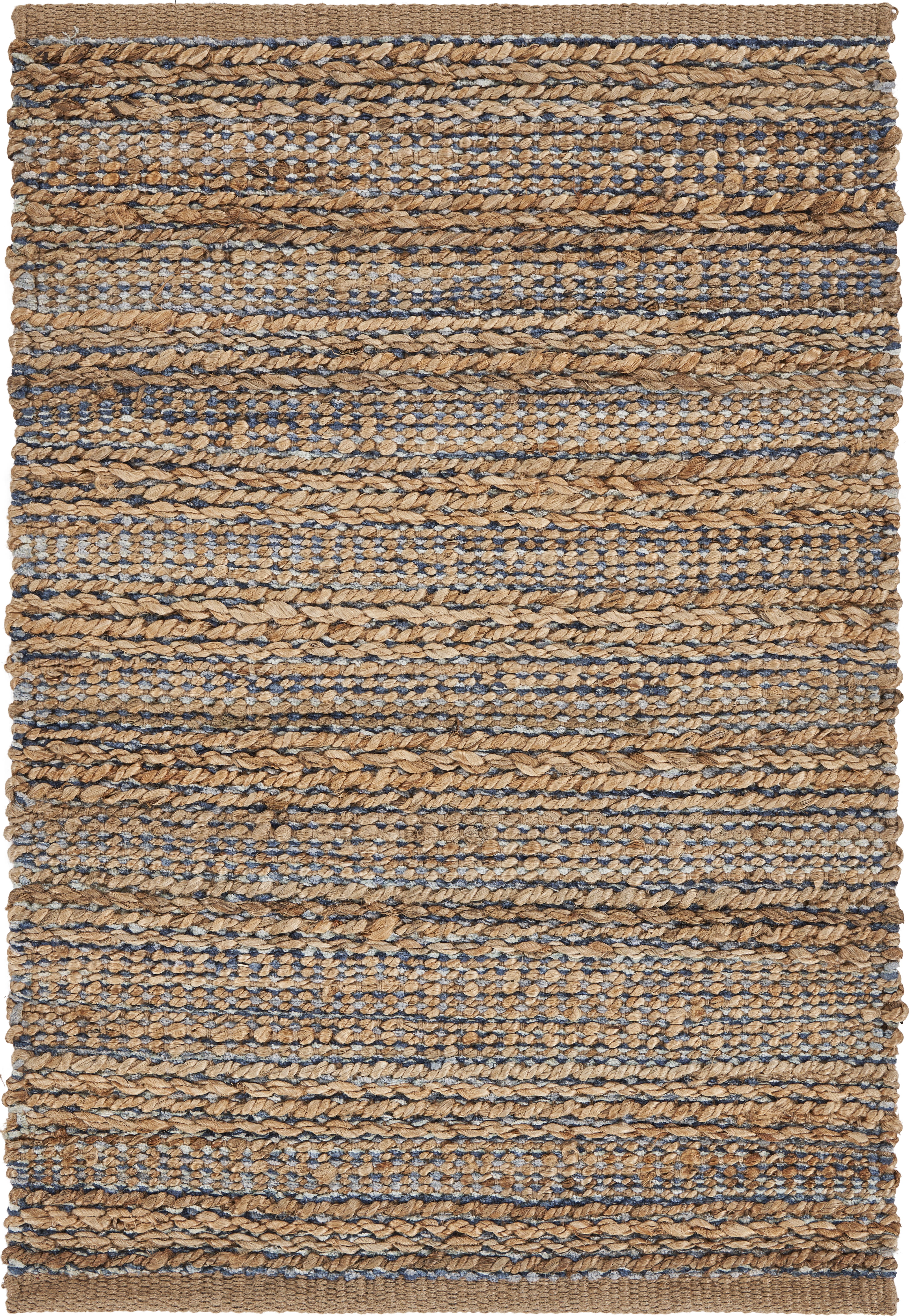 LR Home Natalie Belle Tan/Teal Braided Farmhouse Jute Blend Area Rug, 9 ...