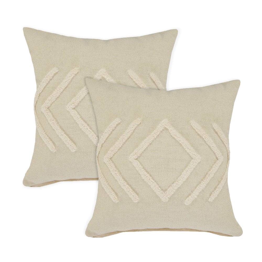 LR Home Oslo Cotton Pillow Set of 2 in Cream/White, 20" x 20" - Walmart.com